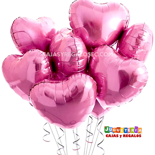 Globos con Helio - Kit de 12 Globos Metalizados Corazón - R18 | Cajasyregalosec