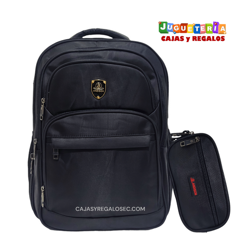 Mochila Andison Expandible con Cartuchera - Negro - P3730 | Cajasyregalosec