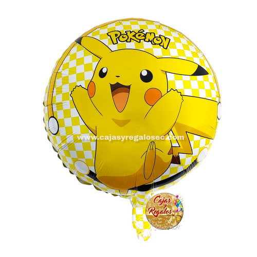 Globo de Aluminio Redondo - Pokemon Pikachu | Cajasyregalosec