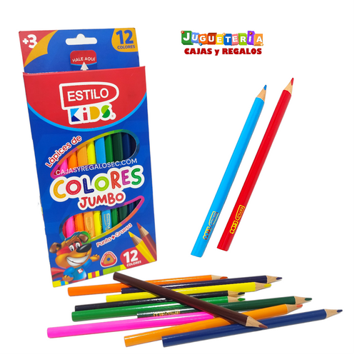 Lapices de Colores Jumbo - Estilo Original - Caja de 12 Colores - P2510 ...