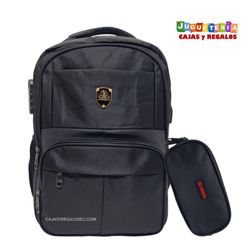 Mochila Andison con Cartuchera - Negro - P3720 | Cajasyregalosec