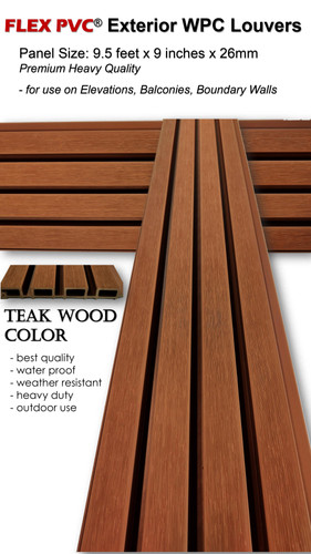 Exterior WPC Louvers - Teak Wood, 9.5ft x 9inch | FLEX PVC