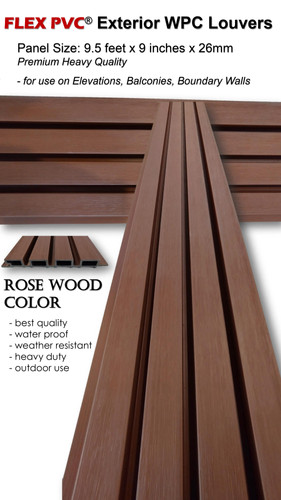 Exterior WPC Louvers - Rose Wood, 9.5ft x 9inch | FLEX PVC
