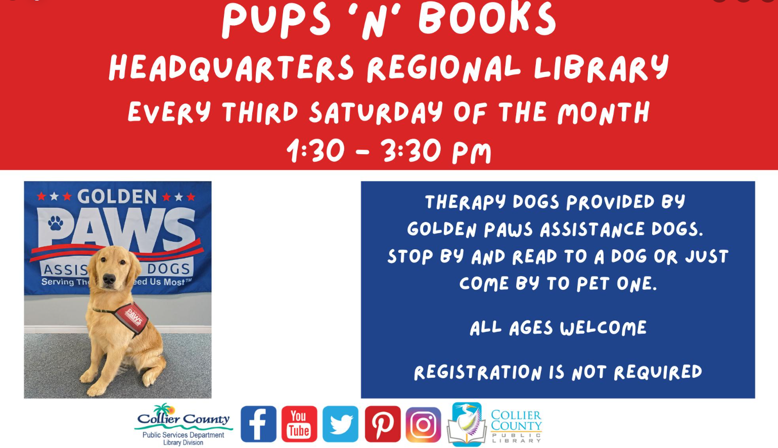 Pups 'N Books at Headquarters Regional Library | Naples 2Night