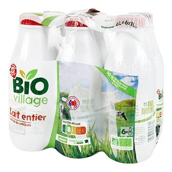 Lait entier UHT Bio Bio village - 6x1L | Monsupermarket.com