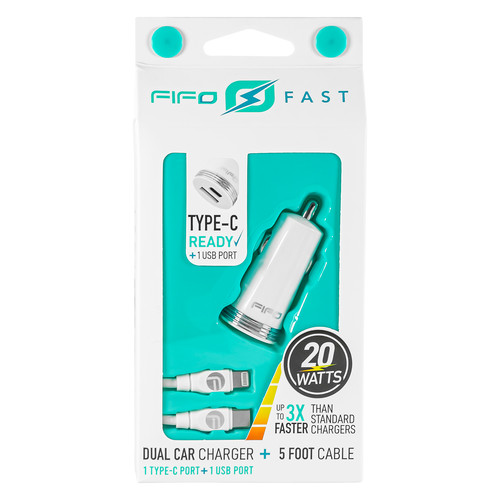 Dual USB Car Charger + 5ft Cable | FIFO Online Store