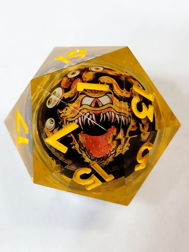 Yellow Beholder Liquid Core Jumbo d20 | tpkgames
