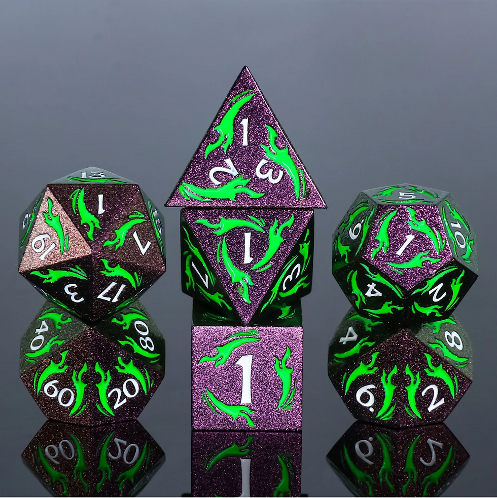 🗡️Purple/Green Dagger of Wind - Metal 7 Dice Set | tpkgames