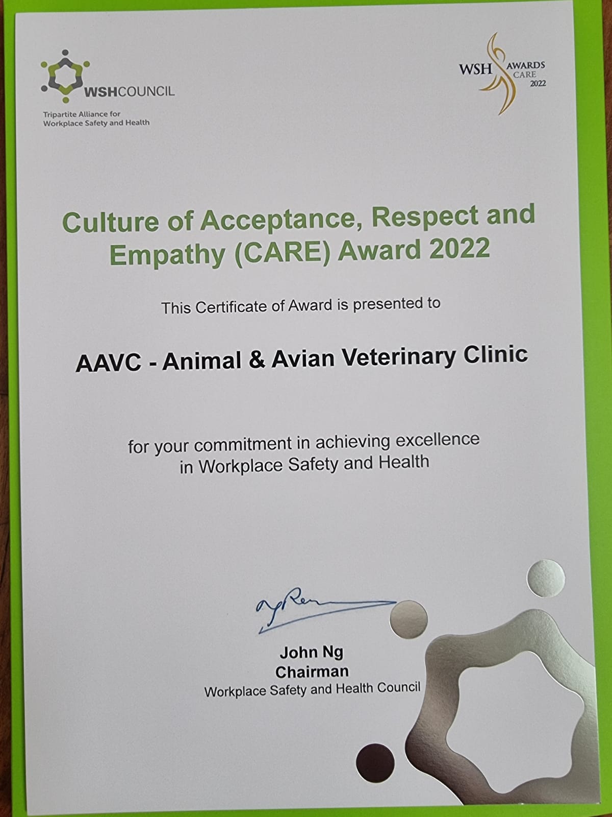 WSH Culture of Acceptance, Respect and Empathy (CARE) Award 2024