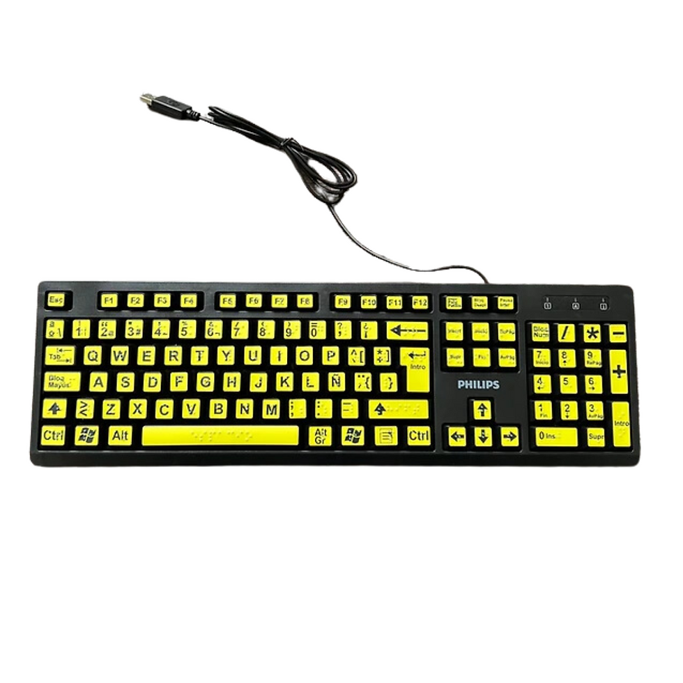 Teclado adaptado con Braille y letras grandes de alto contraste ... Teclado adaptado con Braille y letras grandes de alto contraste ...
