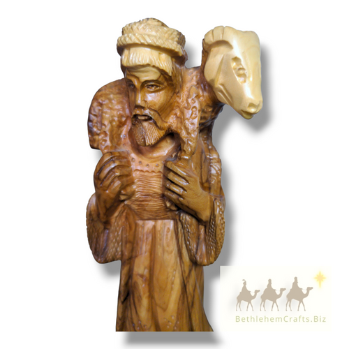 Hand Carved Jesus The Good Shepherd Statue - Christ with Lamb Olive ...