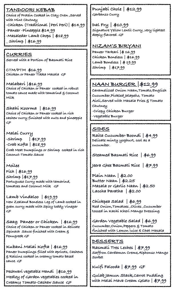 Indian Food Restaurant Menu in Phoenix and Scottsdale - Twisted Curry
