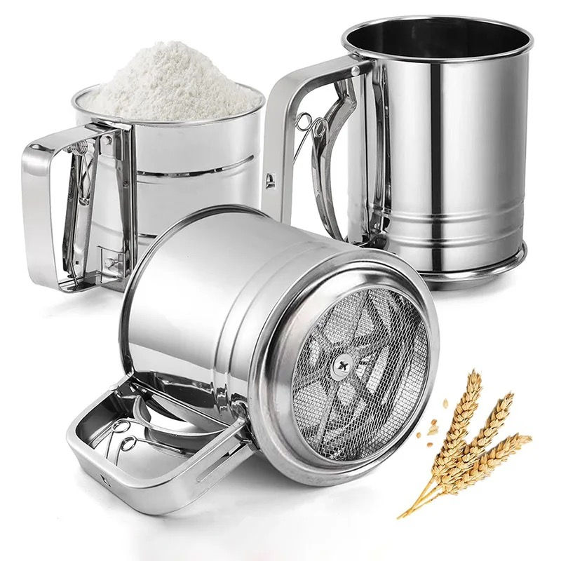 Stainless Steel Flour Sifter with Crank | BakeCraft Tools