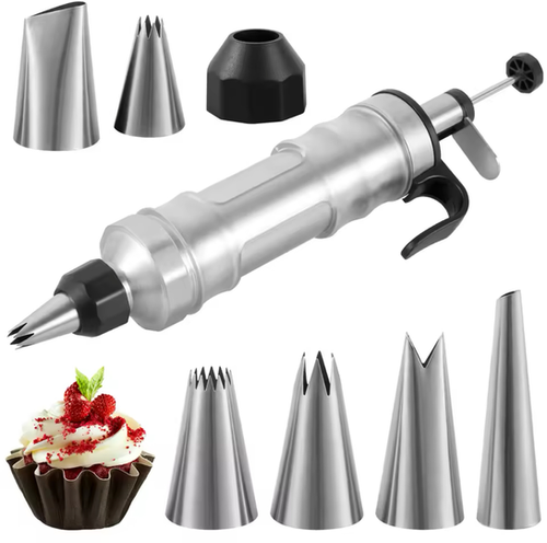 Cake Decorating Piping Syringe Set - DIY Cupcake Frosting Kit with 6 ...