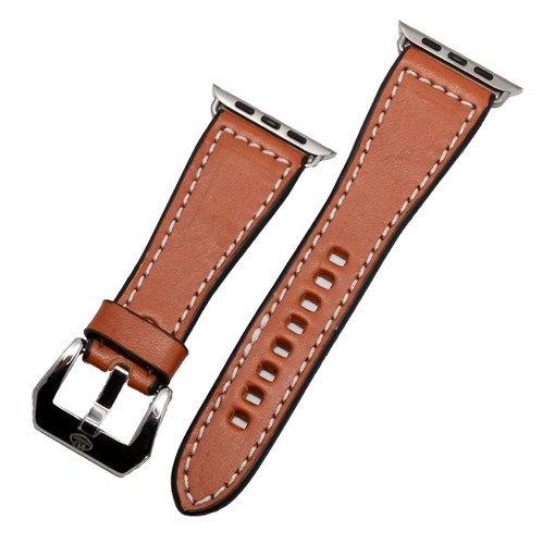 Leather watch band- English Bridle leather, Tan with Gray thread ...