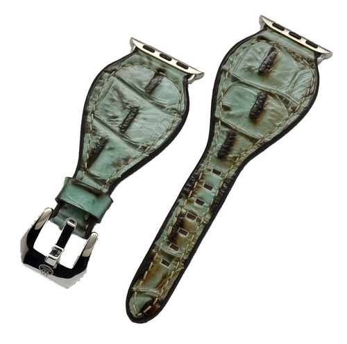 Leather Watch Band, King Croco embossed print, Turquoise | Hadlock Designs