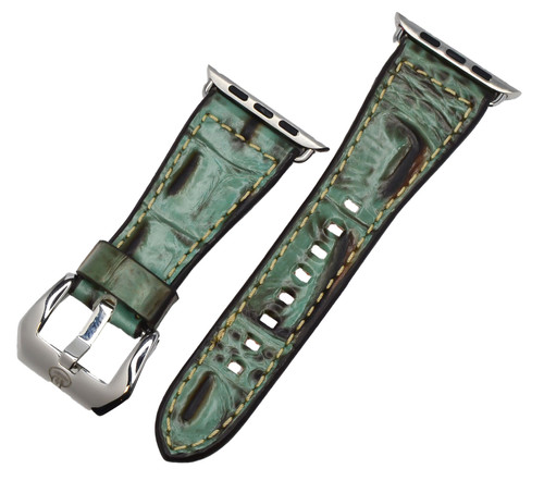 Leather Watch Band, King Croco embossed print, Turquoise | Hadlock Designs