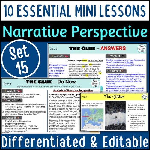 Essential Mini Lessons - Set 15 - Narrative Perspective | Drive Resources