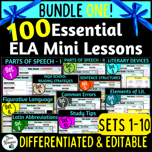 100 Differentiated Essential Lessons for English - Sets 1-10 | Drive ...