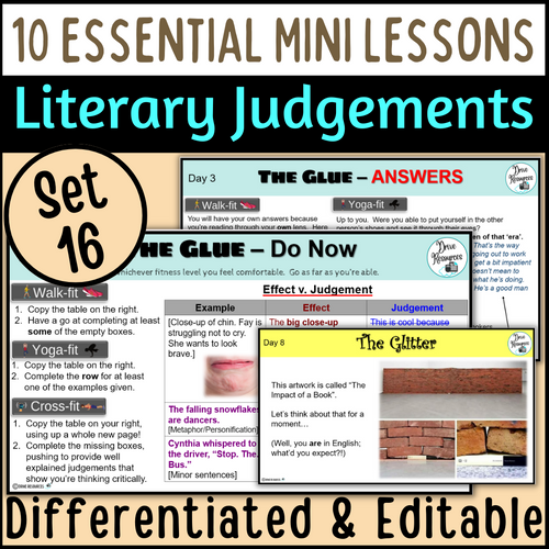 Essential Mini Lessons - Set 16 - Making Literary Judgements | Drive ...