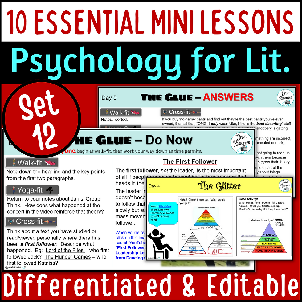 Essential Mini Lessons - Set 12 - Psychology in Literature | Drive ...