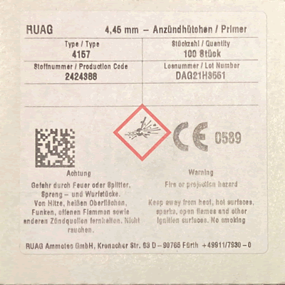 Ruag Small Rifle Primers 4.45mm | Two Smoking Barrels