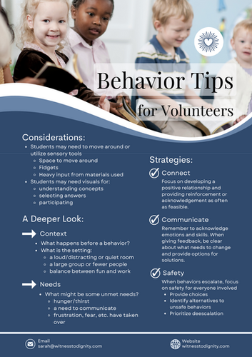 Behavior Tips for Volunteers | witnesstodignity