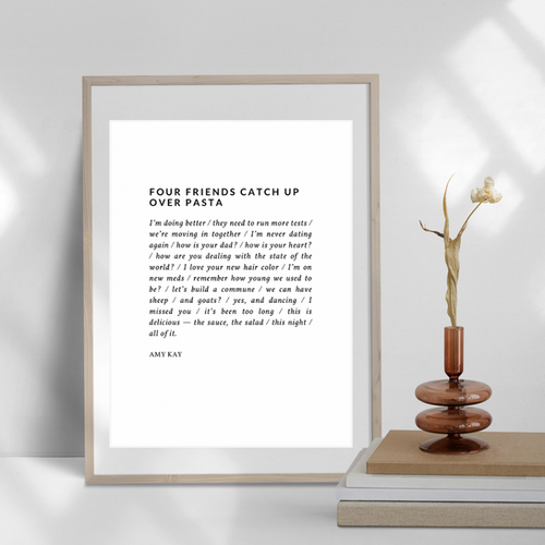 Four Friends Catch Up Over Pasta Digital Download | Amy Kay Poetry