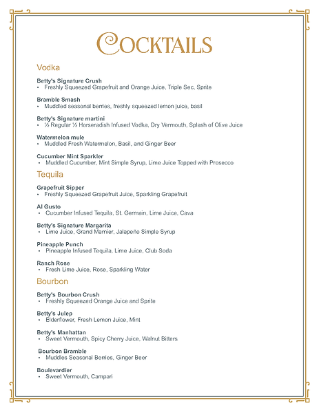 Menu | Betty's Bar & Bites