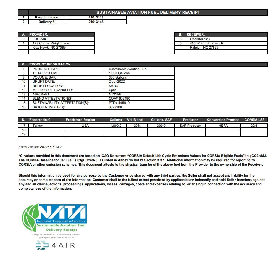 New delivery receipt provides aircraft operators standardized ...