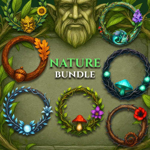 Nature Token Border 9 Frame Bundle for DnD Character Portraits used for ...