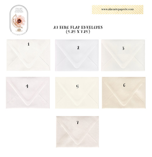 White and Off-White Envelopes A7 Euro Flap 5.25 x 7.25 | alacartepaperie