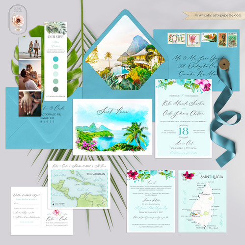 Saint Lucia Caribbean Tropical Beach Watercolor Destination Wedding ...