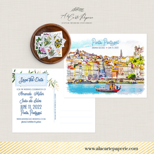 Porto Portugal Save the Date Illustrated Destination wedding invitation ...