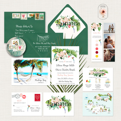 Jamaica Montego Bay / Negril Caribbean Watercolor Destination Wedding ...