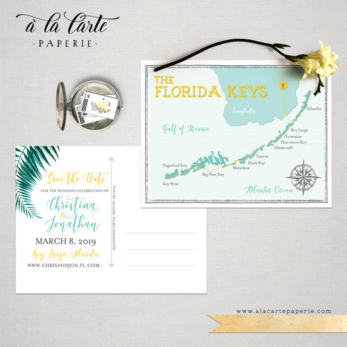 Florida Keys, Key Largo Destination Wedding Invitation watercolour Save ...