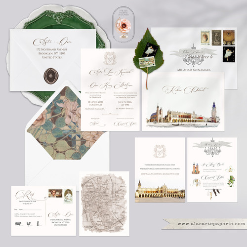 Krakow Poland Destination wedding invitation Polish Eastern European ...