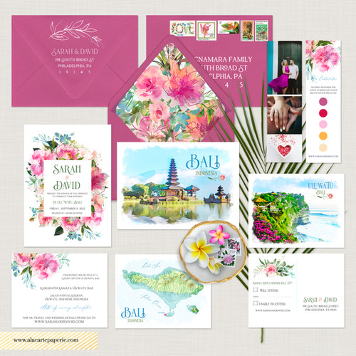 Bali Indonesia Asia Watercolor Illustrated Destination Wedding ...