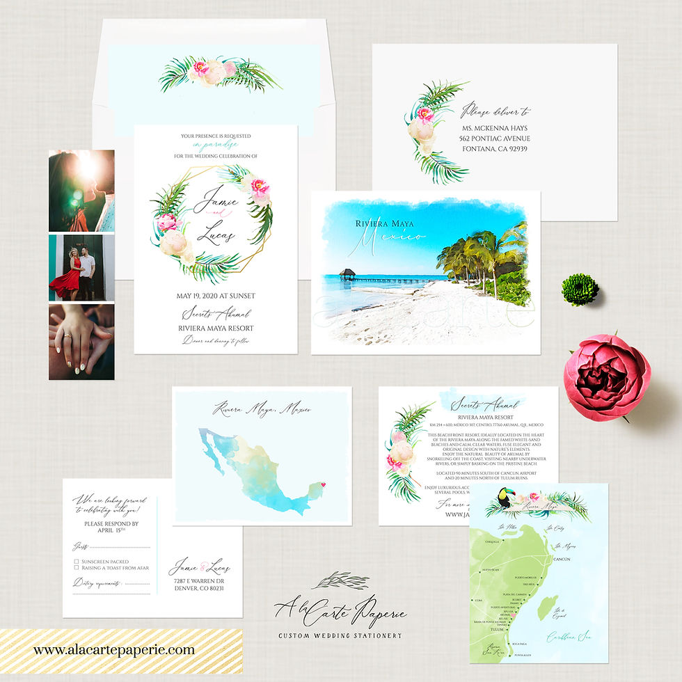 Riviera Maya Mexico Yucatan Peninsula Watercolor Destination Wedding ...