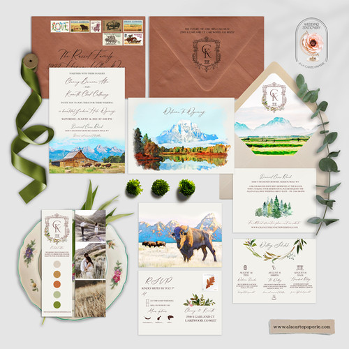 Wyoming Jackson Hole USA Resort Watercolor Destination Wedding ...