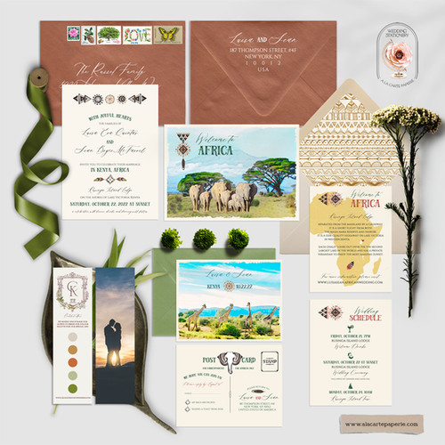 Africa Kenya Safari Watercolor Illustrated Destination Wedding ...