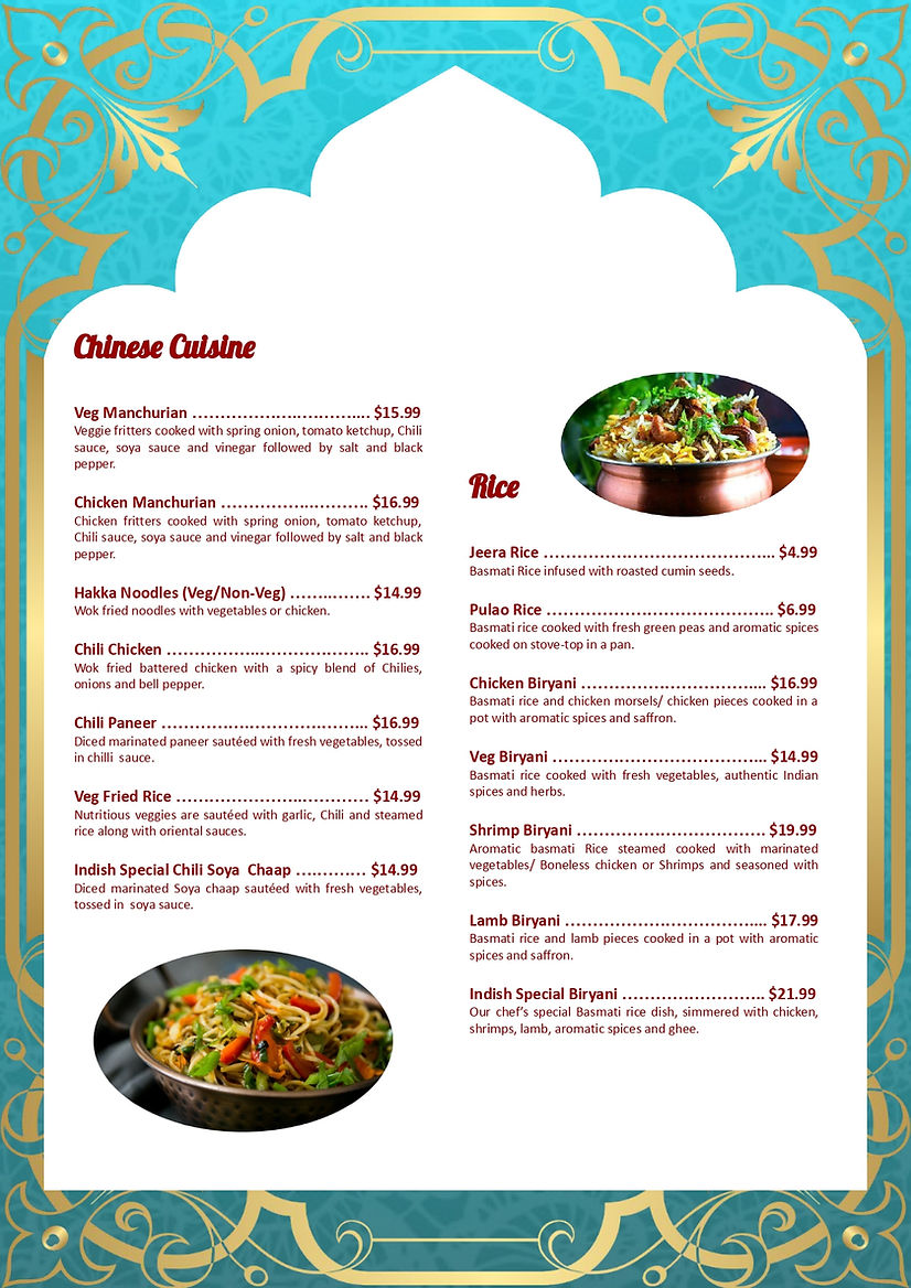 Menu | Indish Moncton