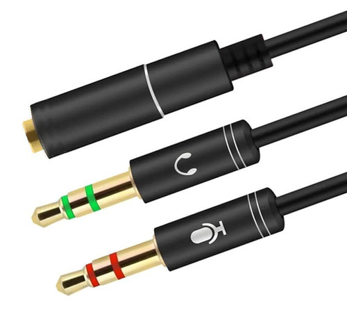 Headphone Mic Splitter 3.5mm Jack Audio Mic Braided Adapter Aux Female ...