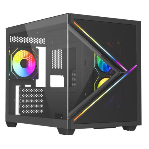 Vida Arcade Black ARGB Gaming Case w/ Glass Side & Glass/Mesh Front ...