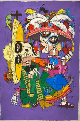 “El gato del tejado” - “Mexican Cubist" - amate paper- O. Leiva ...