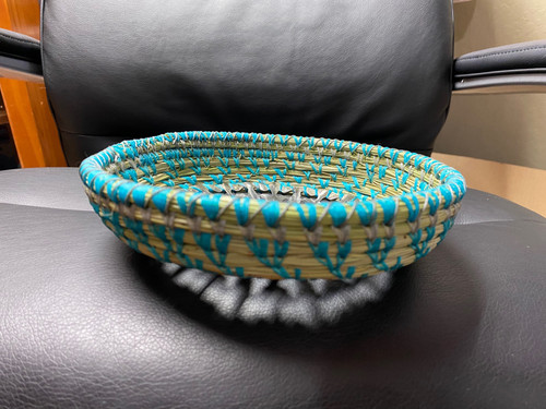 Handmade Pine Needle Basket with repurposed silver Center | Pine Needle ...