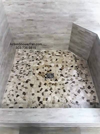 Custom Shower Pans Denver,CO|Cement Poured and Tiled-Action Shower Pan ...