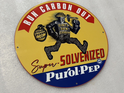 Purol-Pep Carbon Dan Gasoline Vintage Style Sign | Press Monster