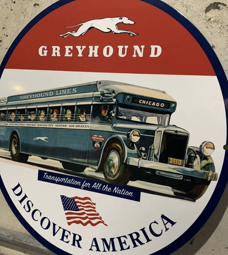 Greyhound Bus Discover America Vintage Style Sign | Press Monster