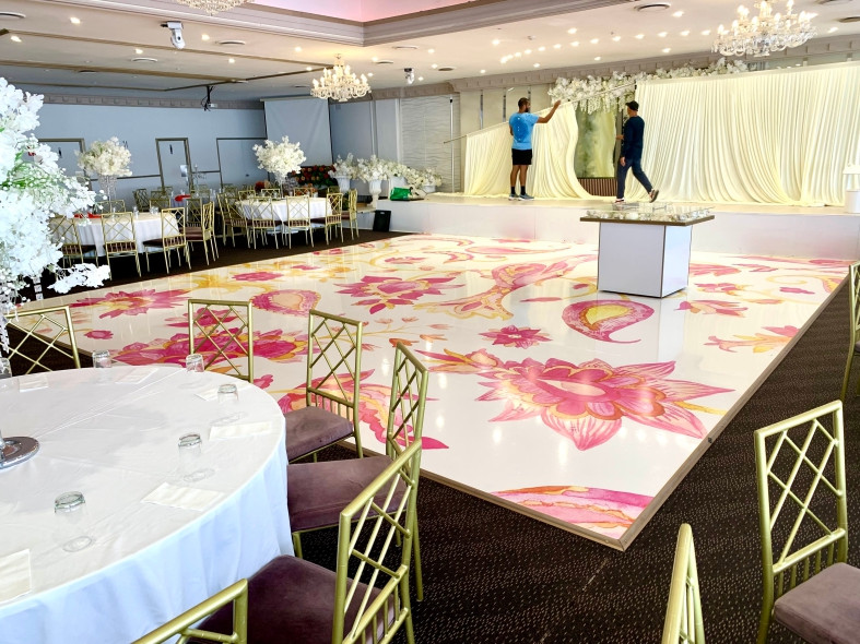 Custom Printed Dance Floor Wrap • Skyview Receptions (Liverpool, NSW)